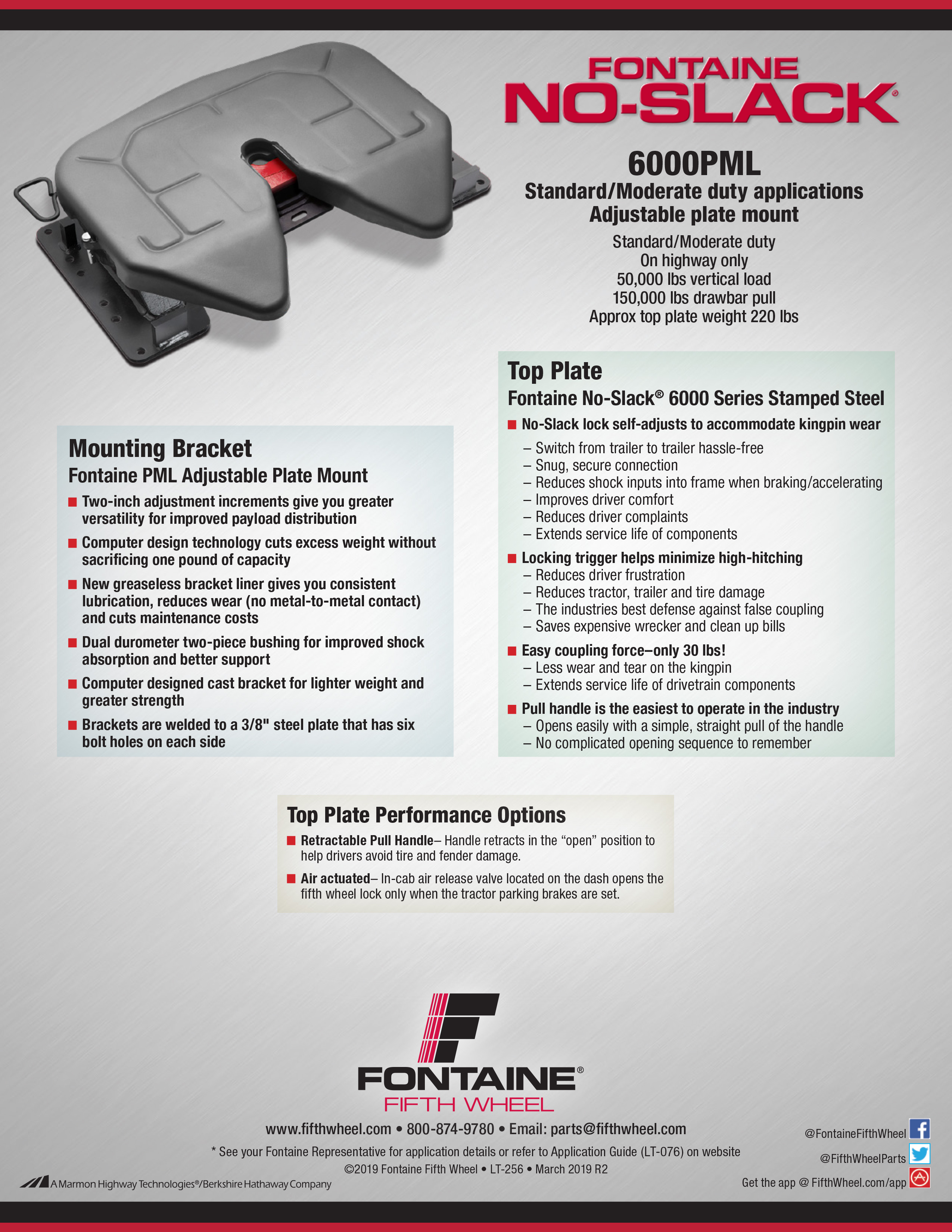 Fontaine Fifth Wheel -- Heavy Duty and Weight Savings No-Slack Fifth Wheels